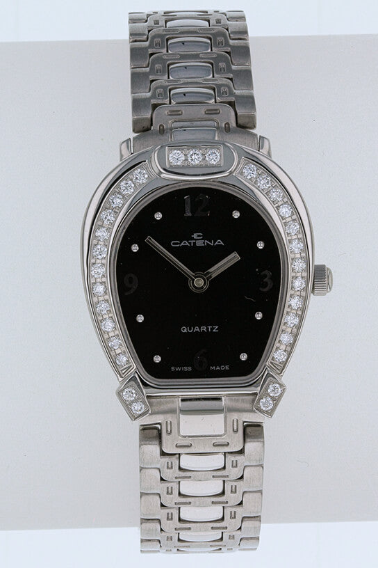 Ladies Catena Pave Horseshoe Watch Black dial with 31 diamonds ...