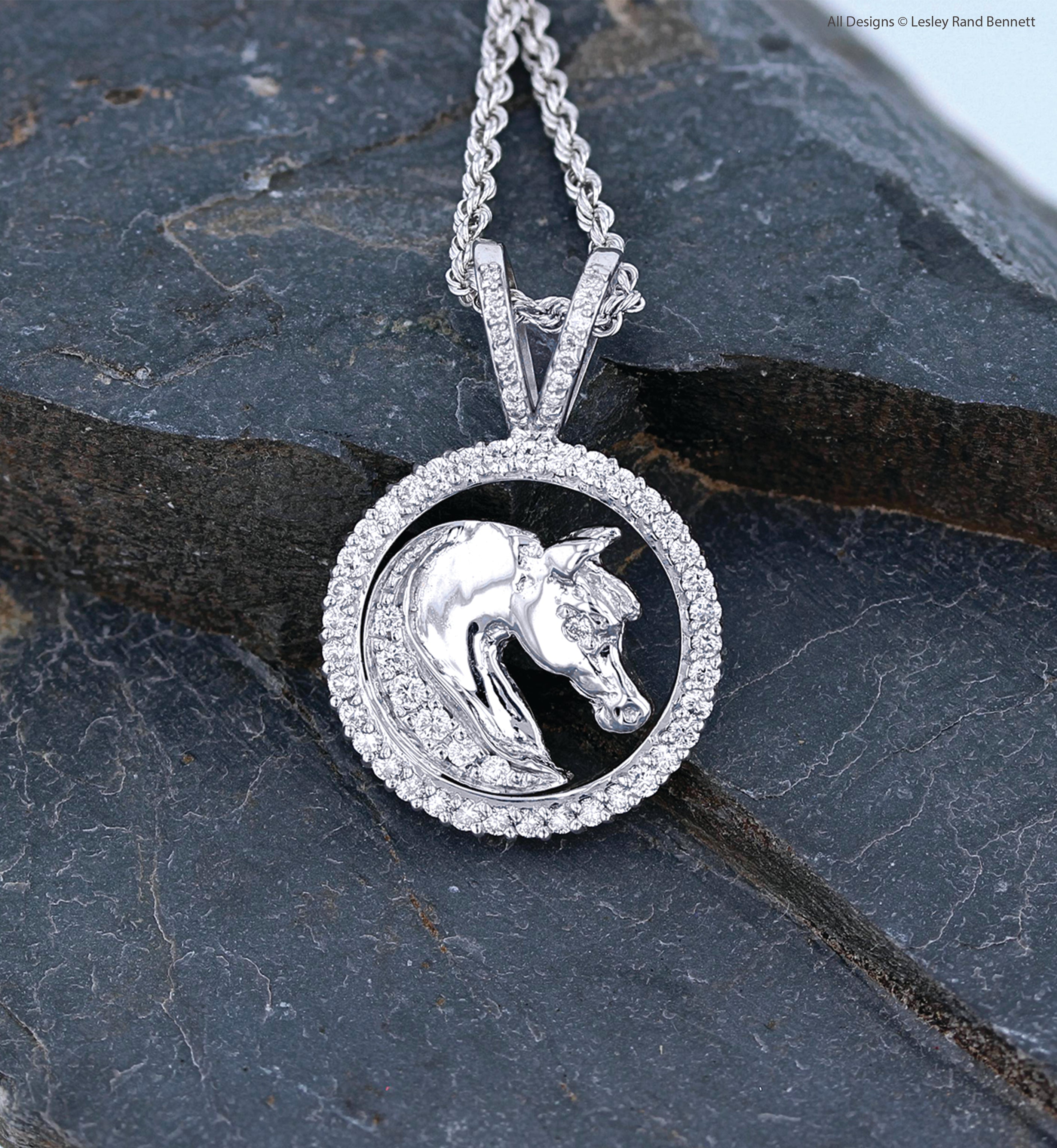 Pave Circle Horse Pendant – Bennett Fine Jewelry